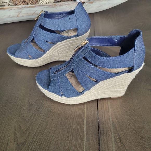 Merona | Shoes | Merona Denim Wedge Sandals | Poshmark